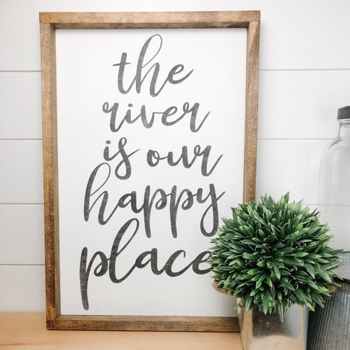 Rivah House River House Distressed Wood Framed Sign | Etsy