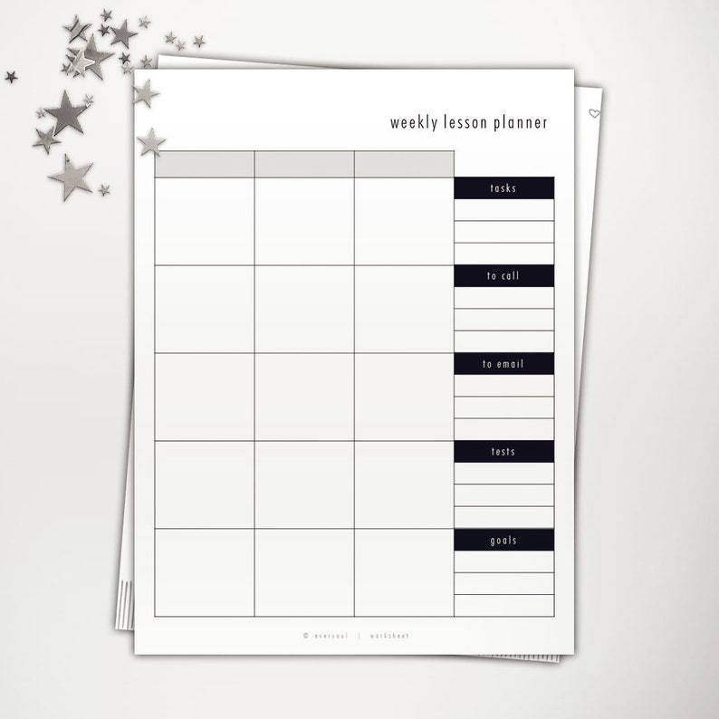 Diy Weekly Class Lesson Plan Templates, Diy Custom Planner, Planner ...