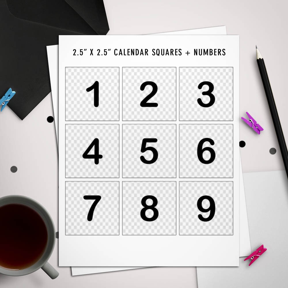 Diy Classroom Calendar Squares With Numbers 2.5 X - Etsy
