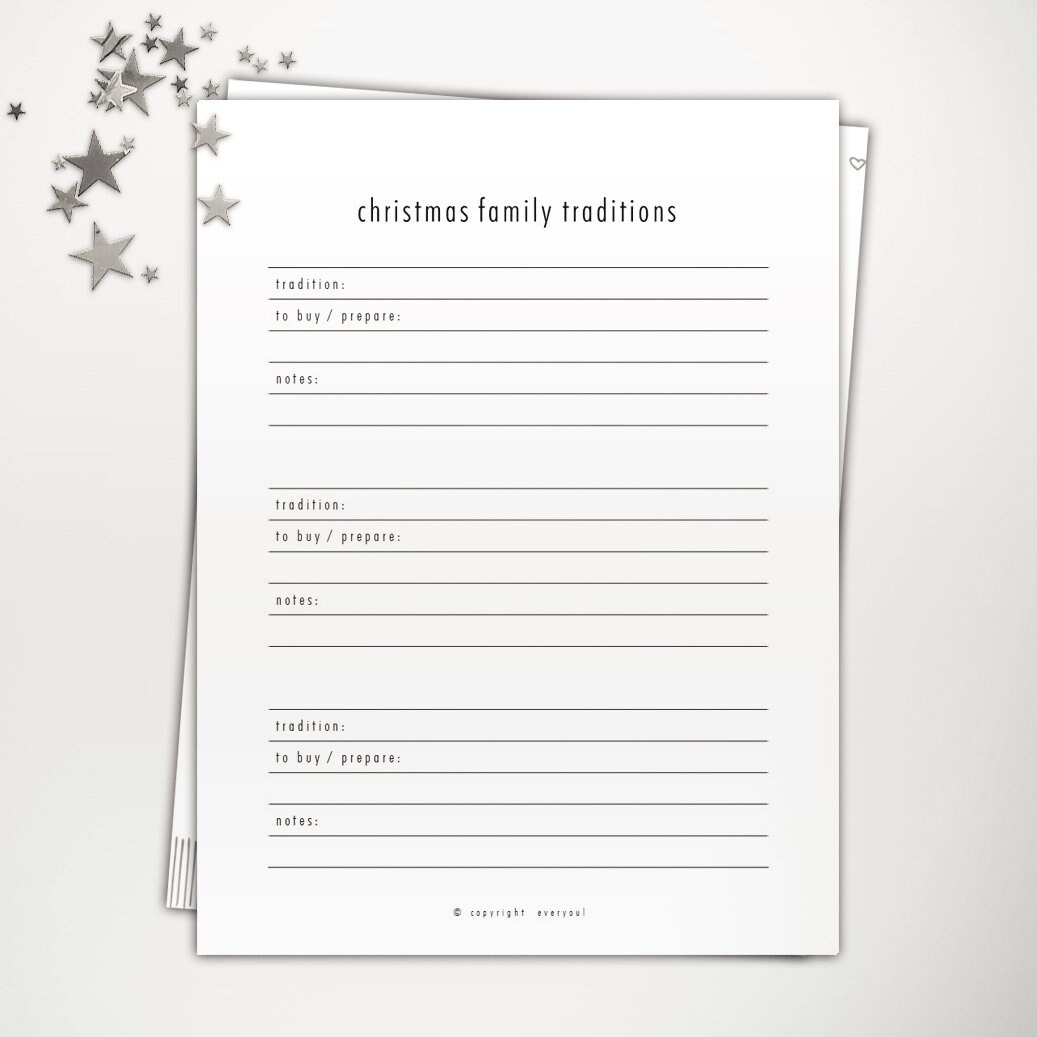 Diy Christmas Family Traditions Templates Diy Custom - Etsy