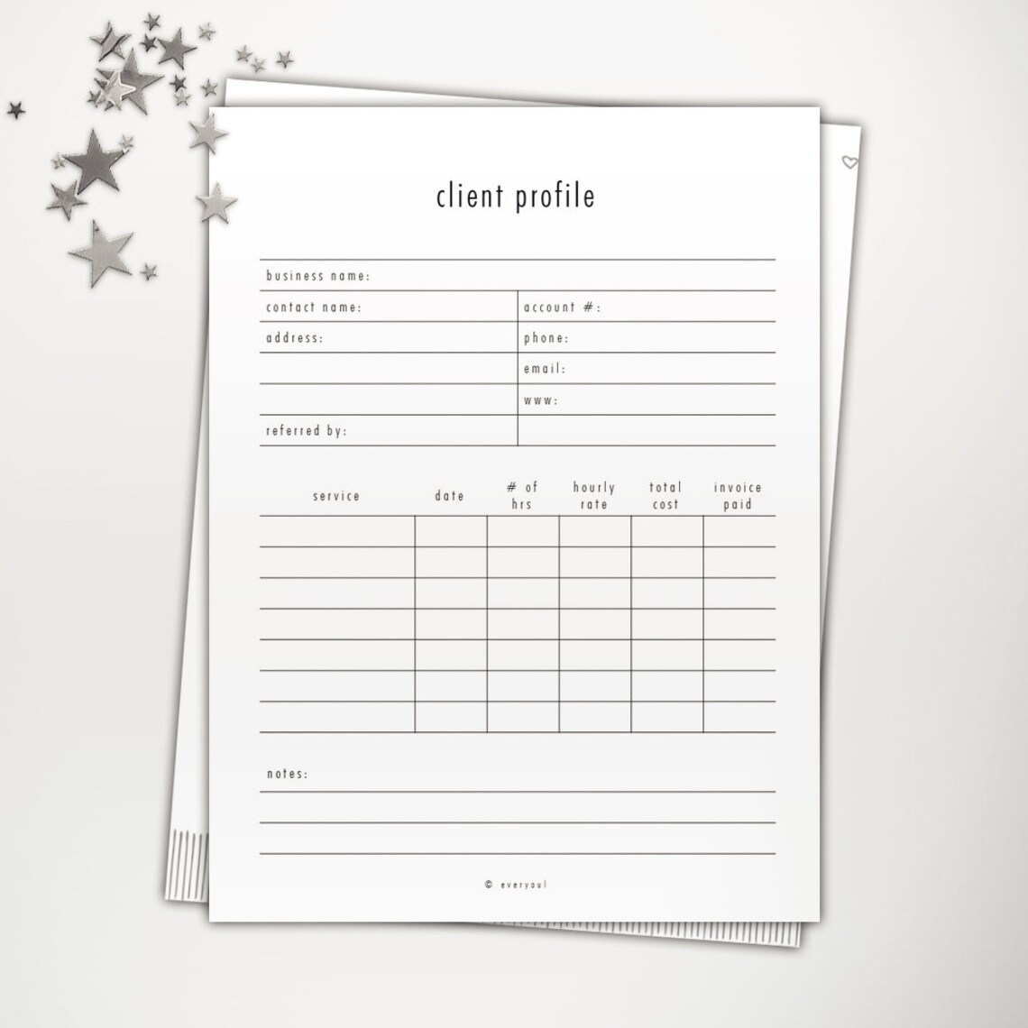 Diy Client Profile Tracker Templates Diy Custom Business - Etsy