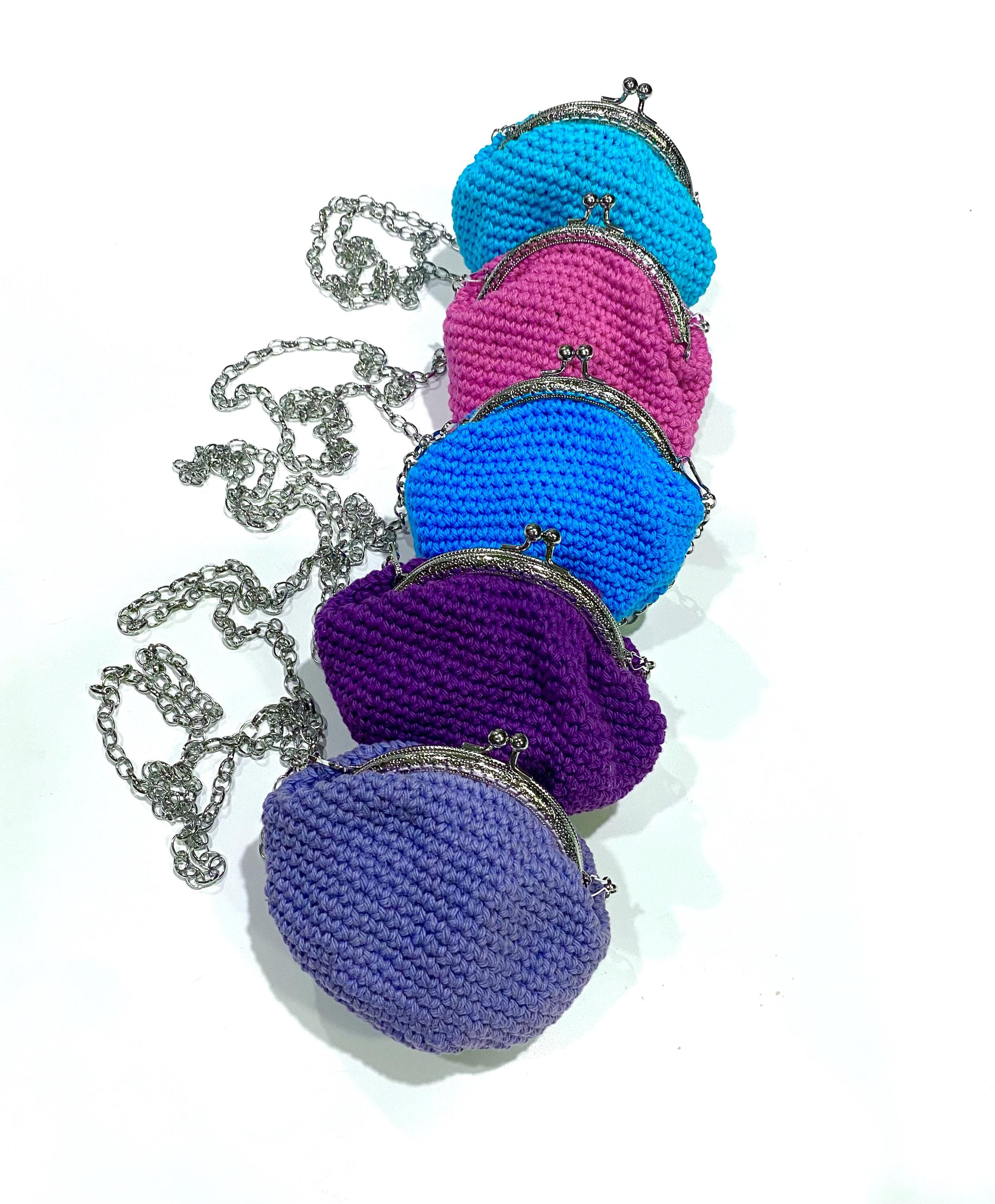Rare Find Crochet Coin Purse Handmade Crochet Coin Purse Kiss Lock ...
