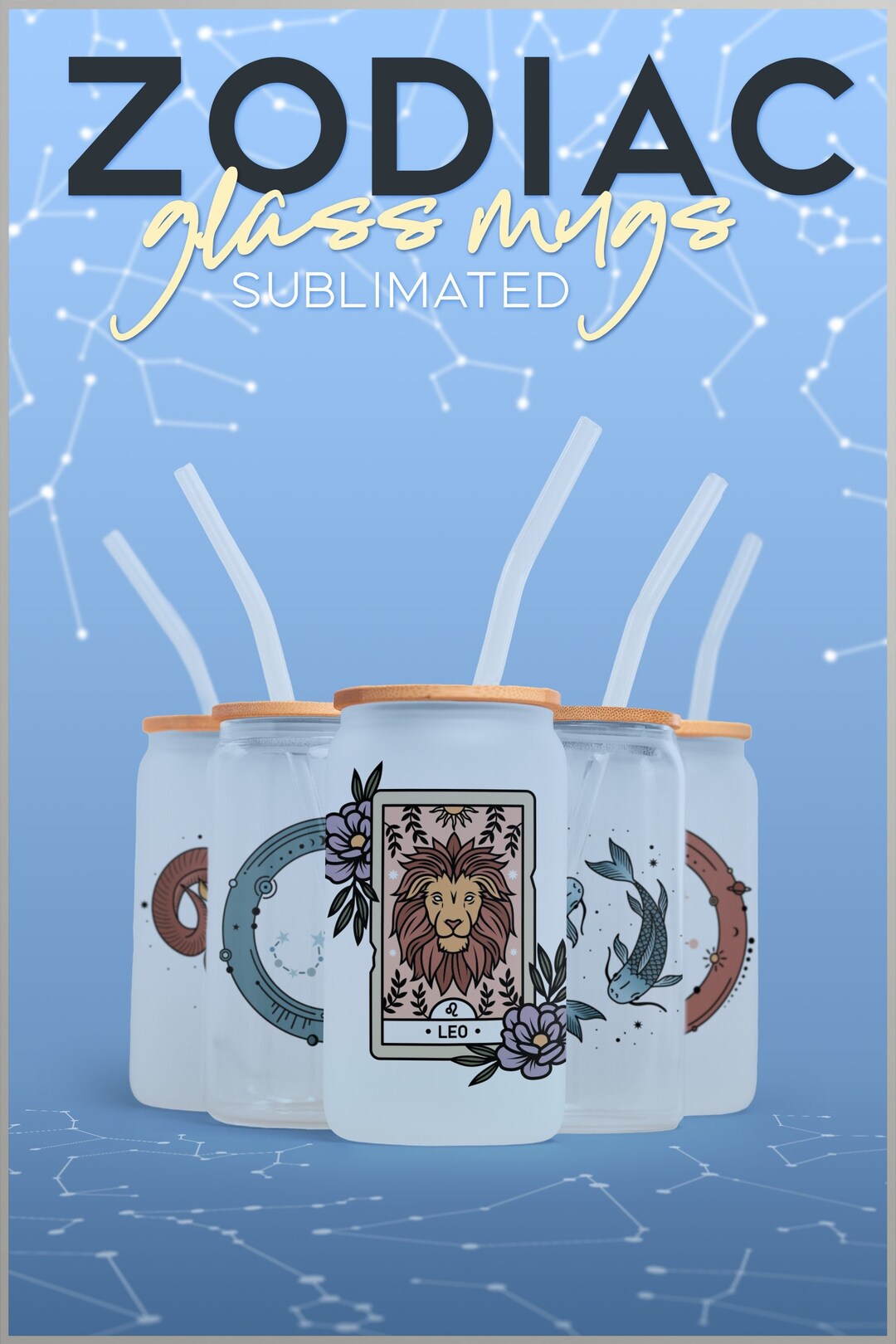 Zodiac Tumbler Gift for Her, Color Zodiac Mug With Astrology Sign for ...