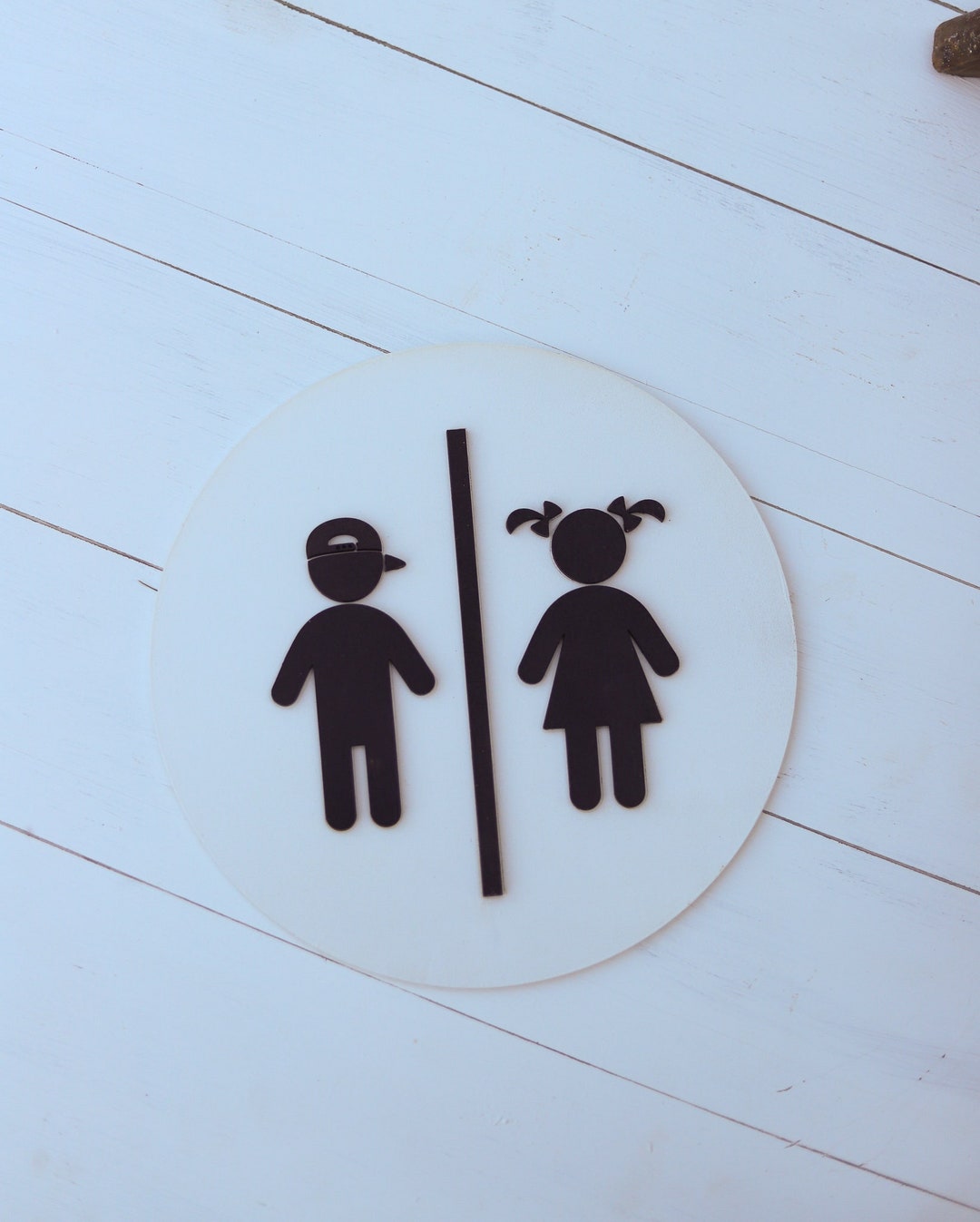 Kids Bathroom Sign| Boy & Girl Bathroom Sign| Round Bathroom Sign ...