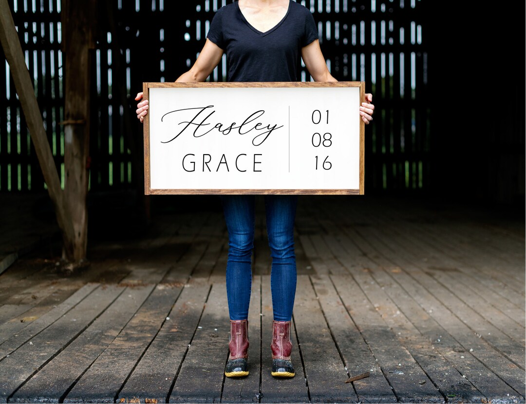 Personalized Baby Name With Birth Date Sign Baby Name Signs for Nursery ...