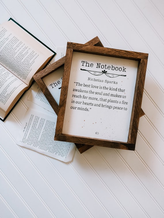 Notebook Book Page Sign Literary Quote Sign Vintage Book | Etsy