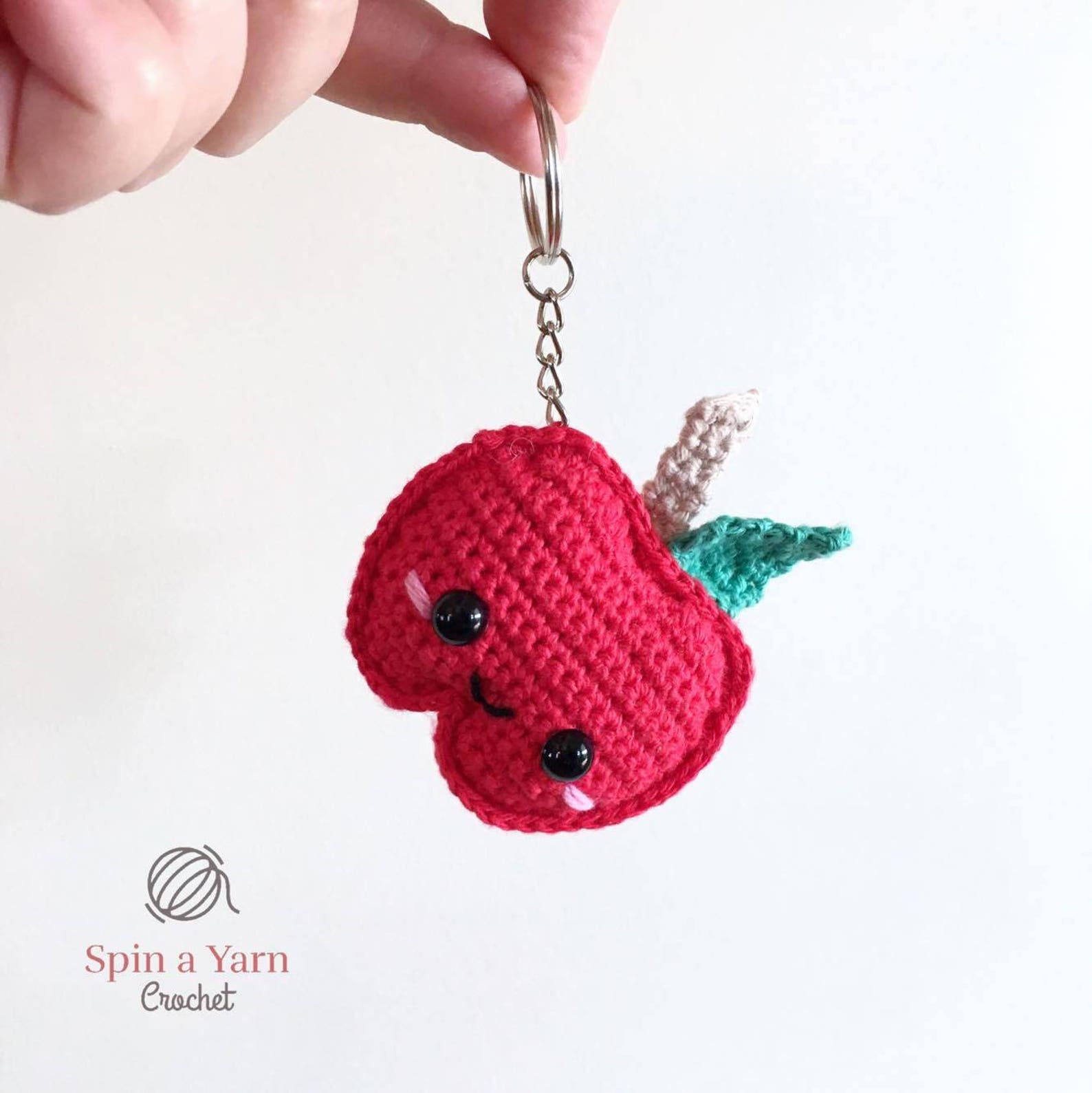 Kawaii Apple Keychain Crochet Pattern | Etsy
