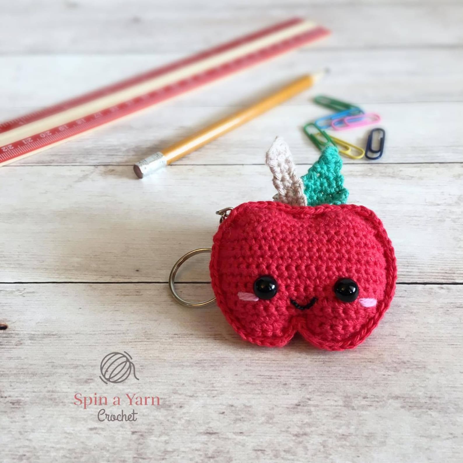 Kawaii Apple Keychain Crochet Pattern - Etsy
