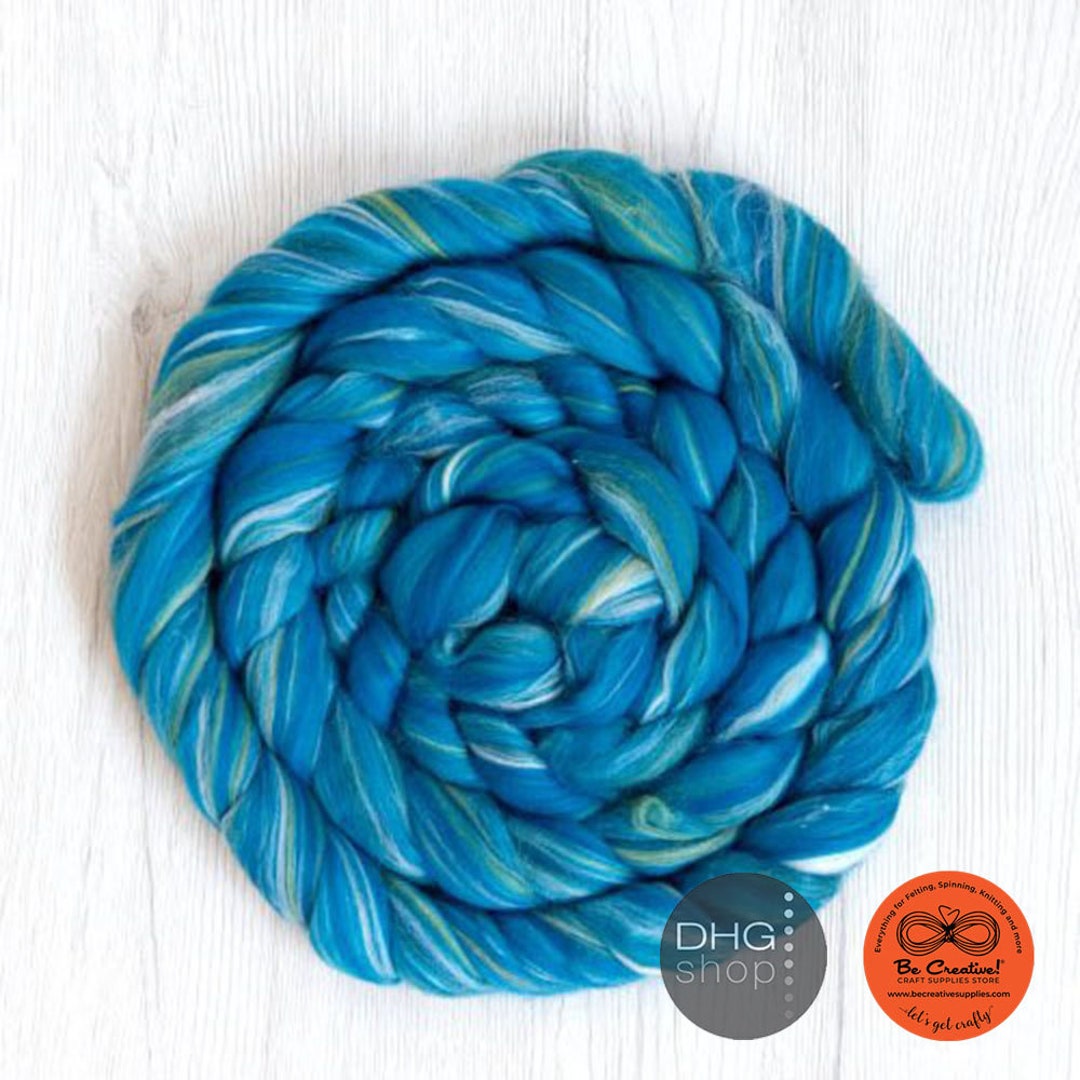 100g Extra Fine Merino Roving Wool Blue Blend for Wet Nuno Needle ...