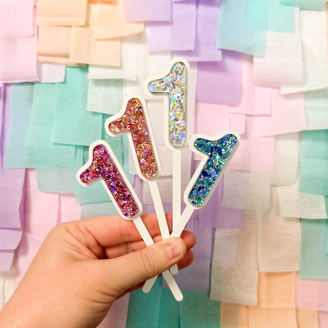 Number Cake Topper Acrylic Cake Topper Birthday Cake Topper Glitter ...