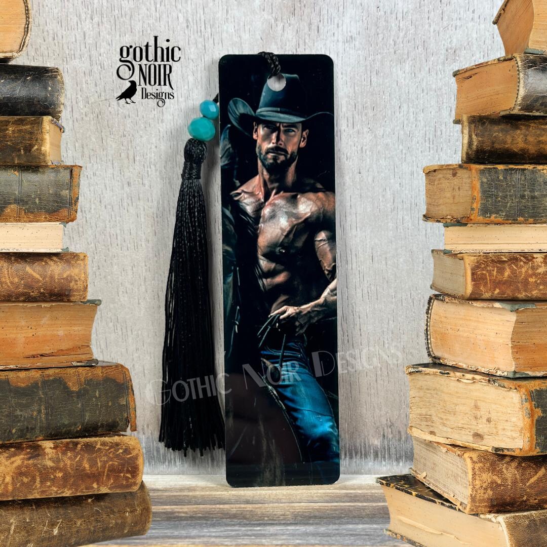 Lonesome Rider Cowboy Bookmark, Double Sided Metal With Beaded Tassel ...