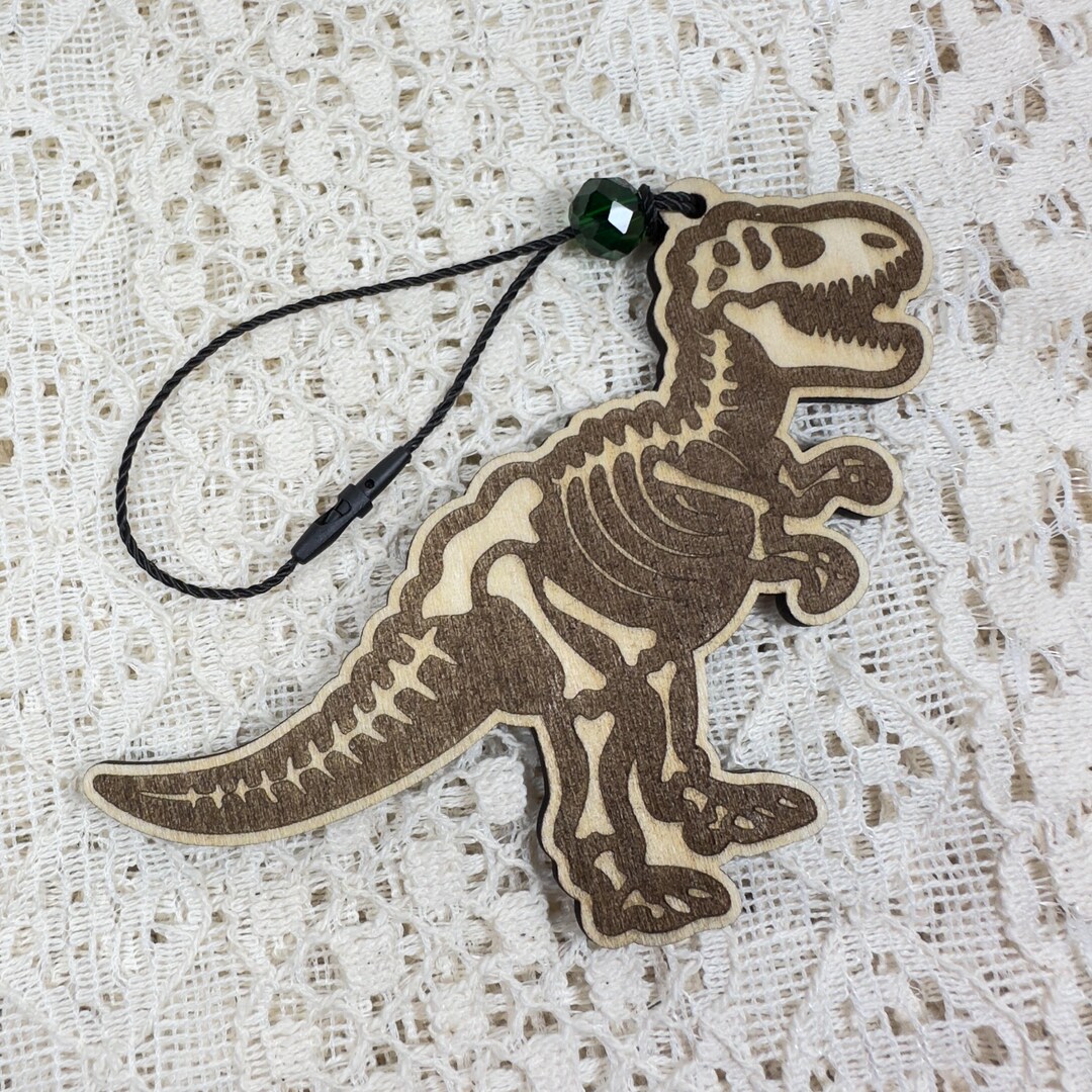 Skeleton T-rex Dinosaur Laser Engraved Wood Ornament - Etsy