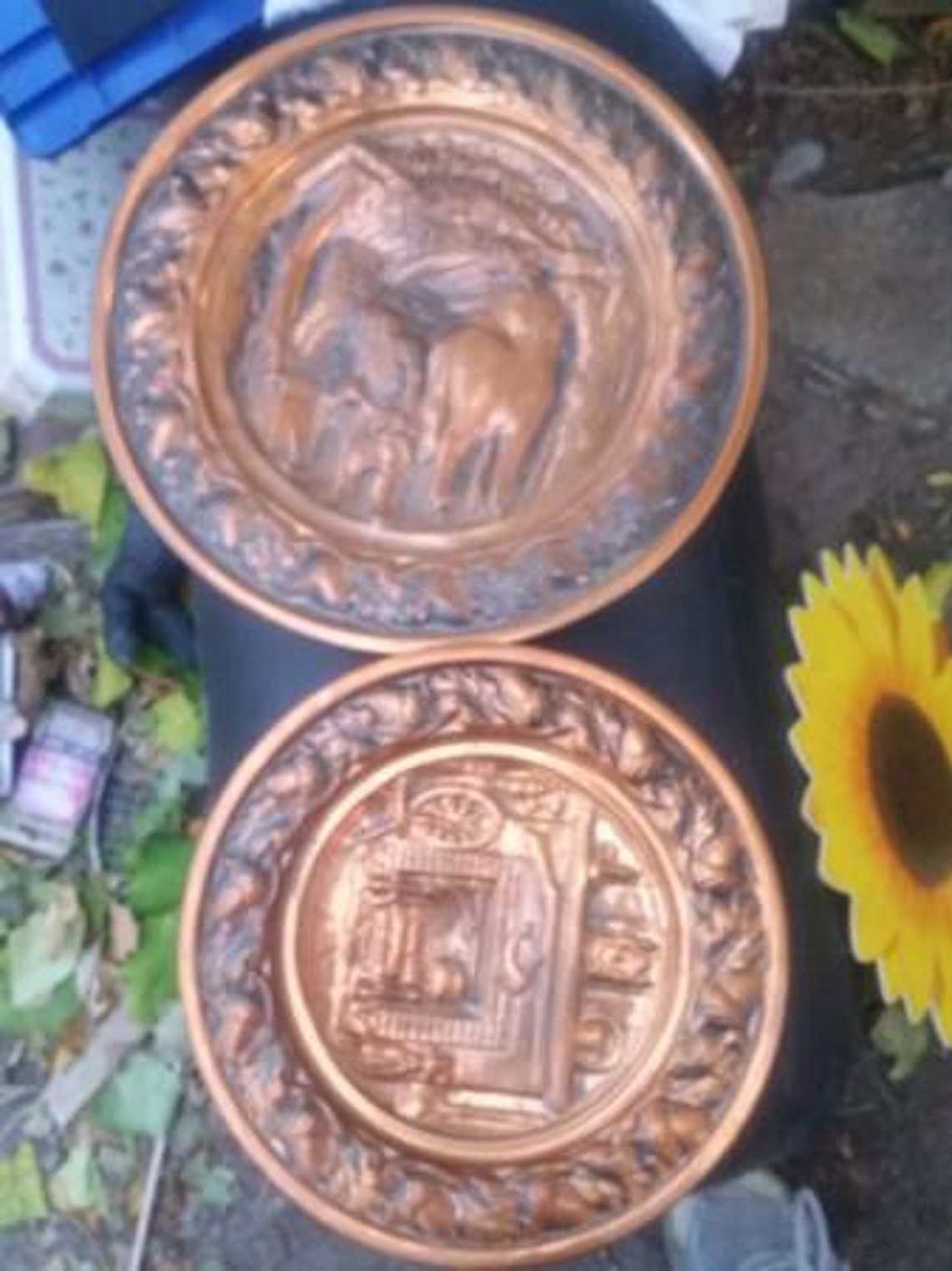 Vintage Copper Plates Set of 3 Wall Decor Kitchen Home Country Home ...
