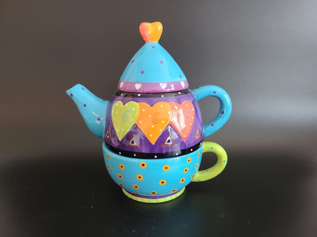 Bella Casa by Ganz Teapot With Lid Colorful Hearts Teapot - Etsy