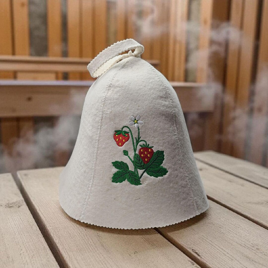 Wool Sauna Hat Strawberries Finn Steam Room Bath Cap - Etsy