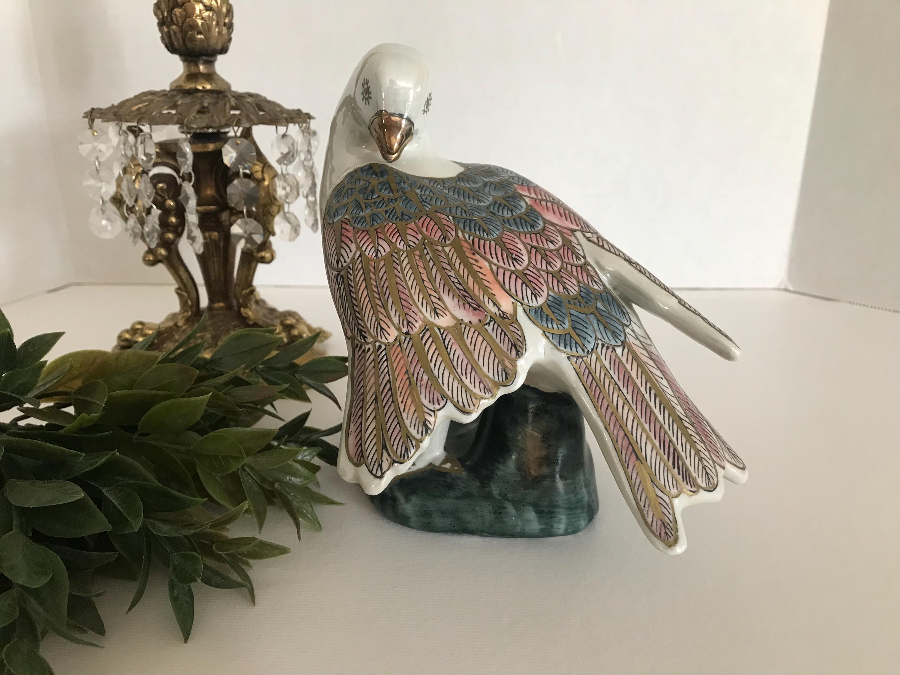 Vintage Ceramic Bird Figurine, Vintage Ceramic White Dove With Colorful ...