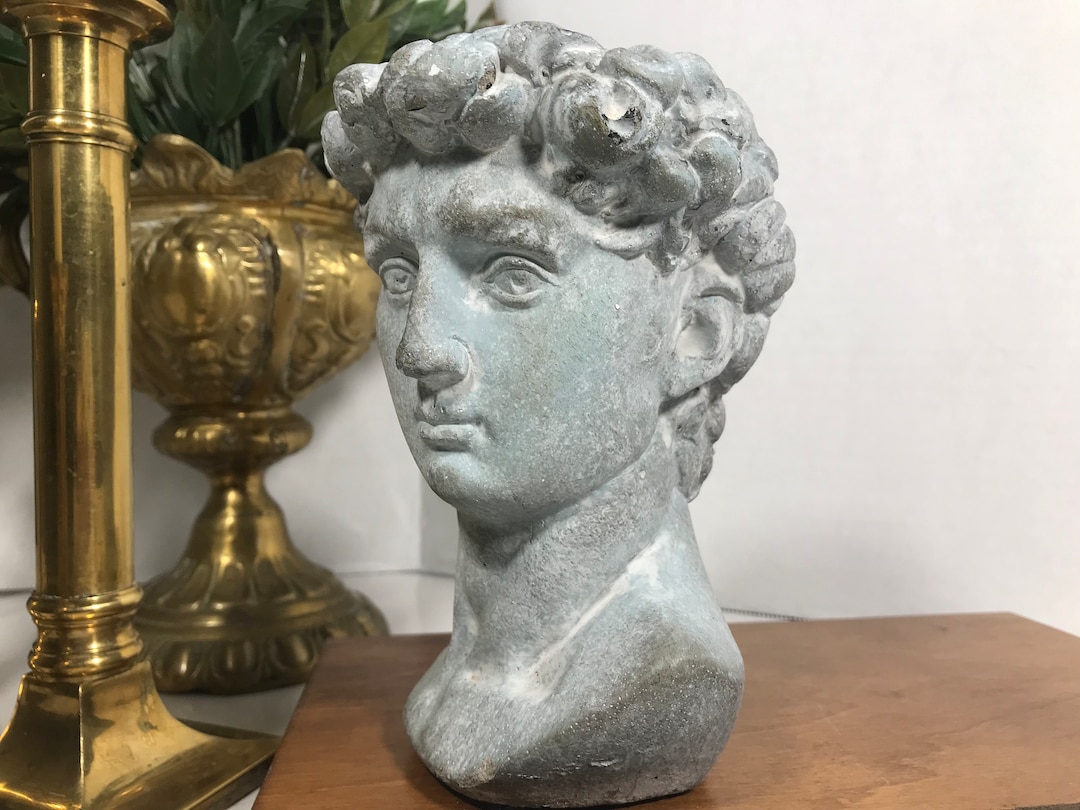 Vintage Ceramic Statue Planter, Vintage Cement Bust Planter, Vintage ...