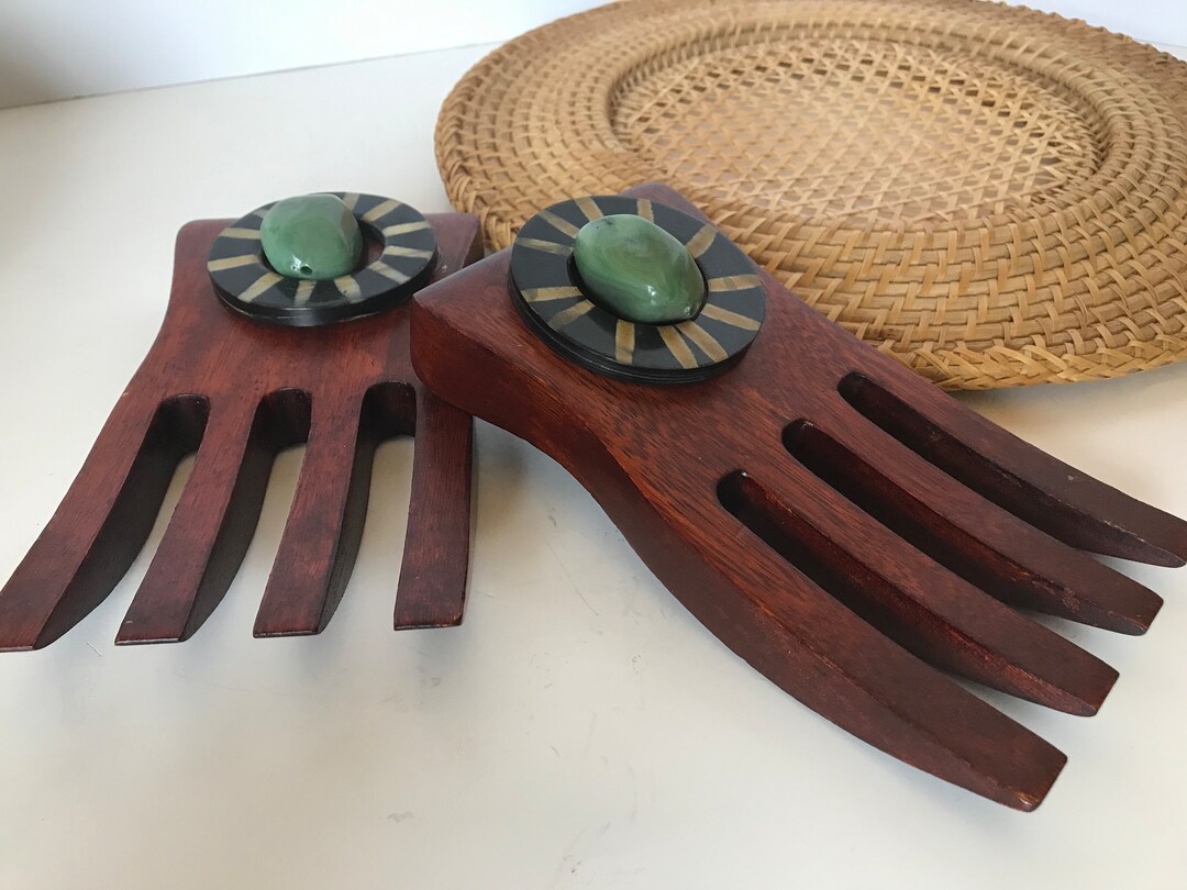 Unique Wooden Salad Tong Hands Fingers, Teak Salad Hands With Hand ...