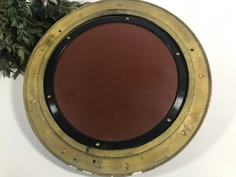 Vintage Brass Nautical Mirror, Vtg Brass Porthole Wall Mirror, Vtg ...