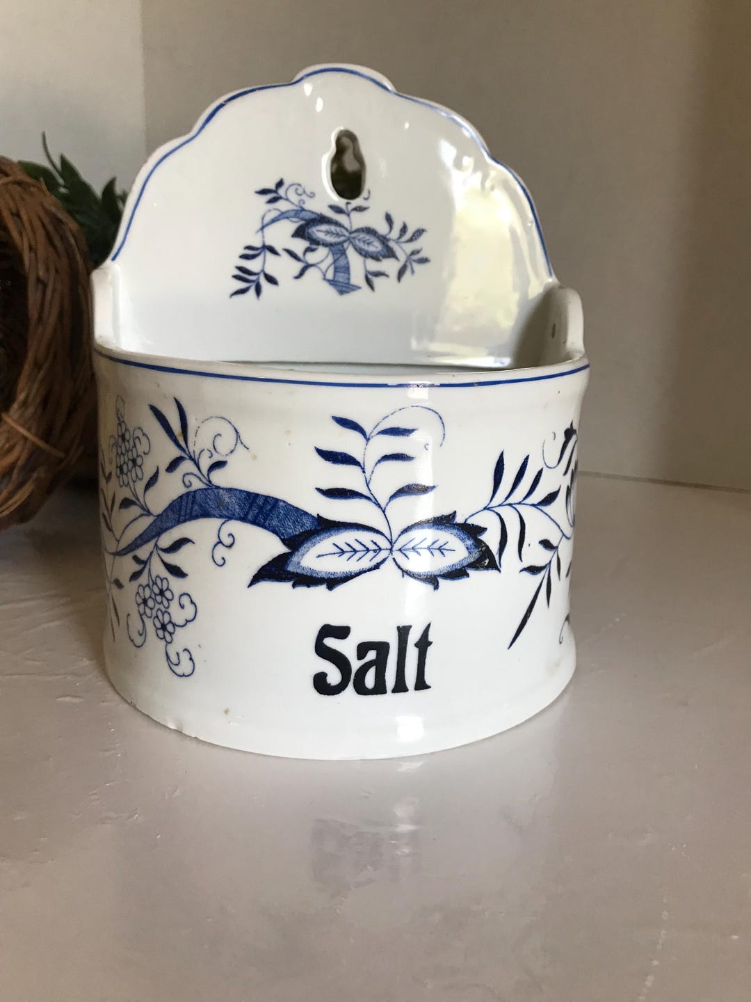 Vintage Czechoslovakia Salt Box, Vintage Czech Ceramic Wall Salt Cellar ...