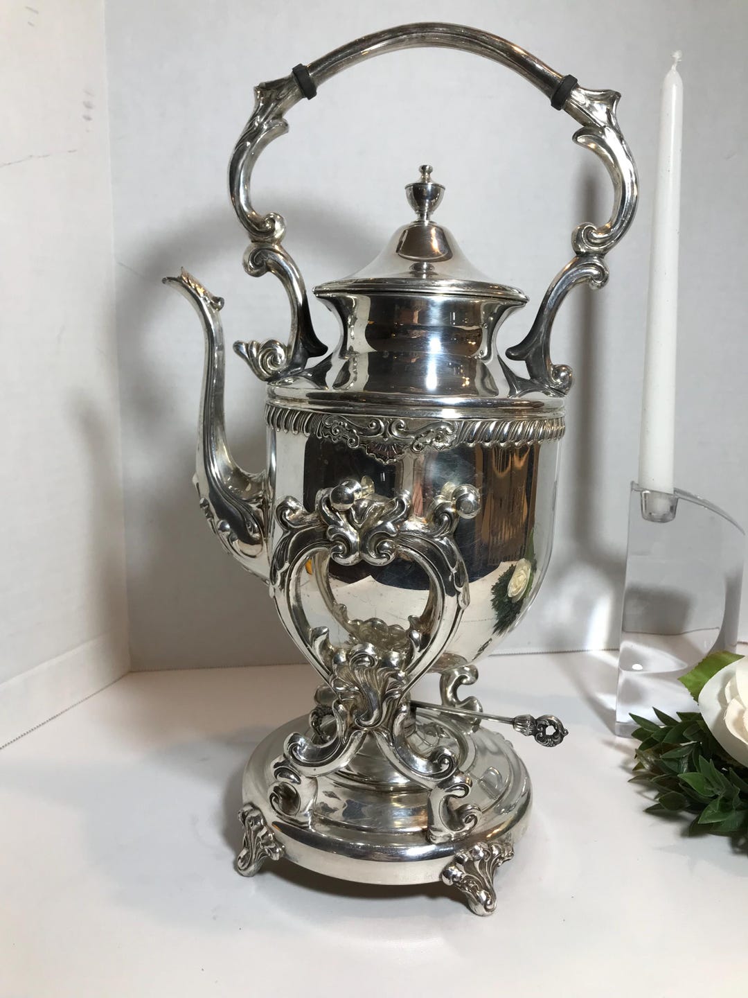 Vintage Elegant Silver Tilting Teapot on Stand, Vtg Silverplate Vintage ...