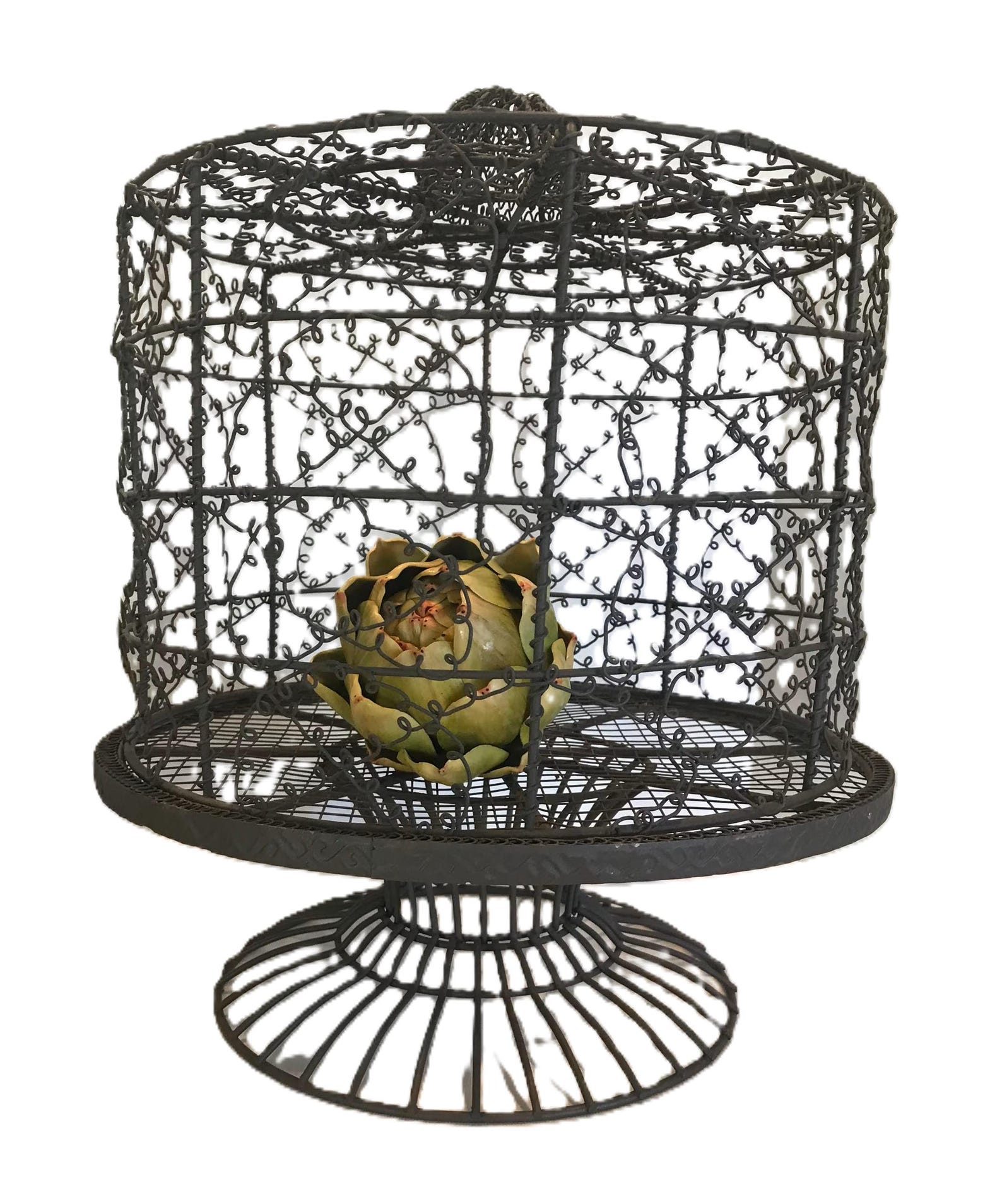 Vintage Wrapped Wire Cake Stand and Dome Cover, Rustic Wire Kitchen ...