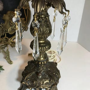 Vintage Ornate Gold Metal and Crystal Bedside Nightlight, Vtg Elegant ...
