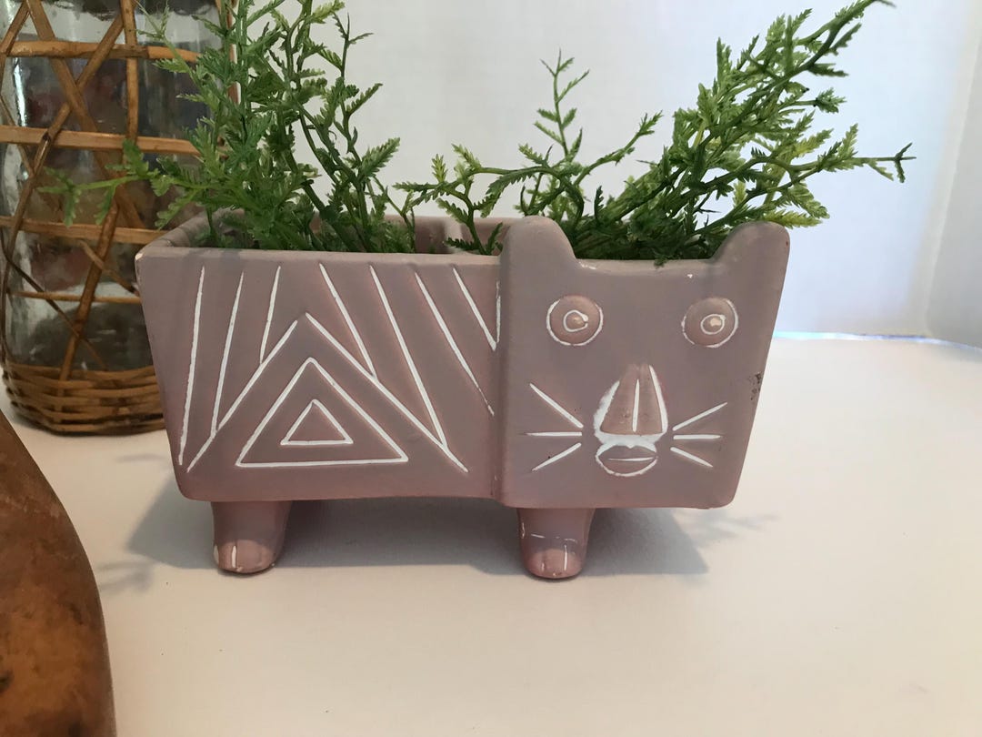 Vintage Ceramic Cat Planter, Vintage Lisa Larson Style Kitty Planter ...