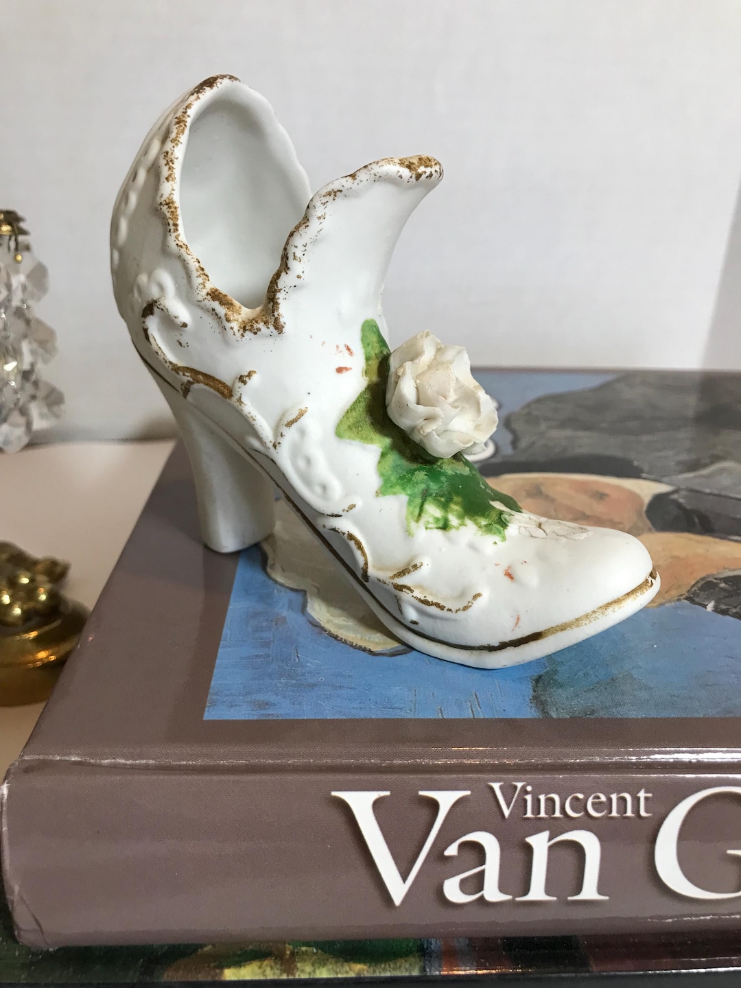Vintage 1940s Vintage Ceramic Shoe Trinket Dish, Vintage White Hand ...