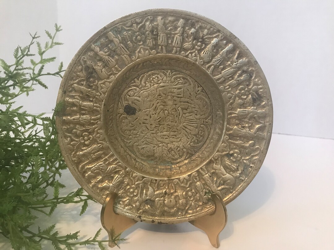 Vintage Brass Trinket Dish, Vintage Small Brass Plate, Vintage Unique ...