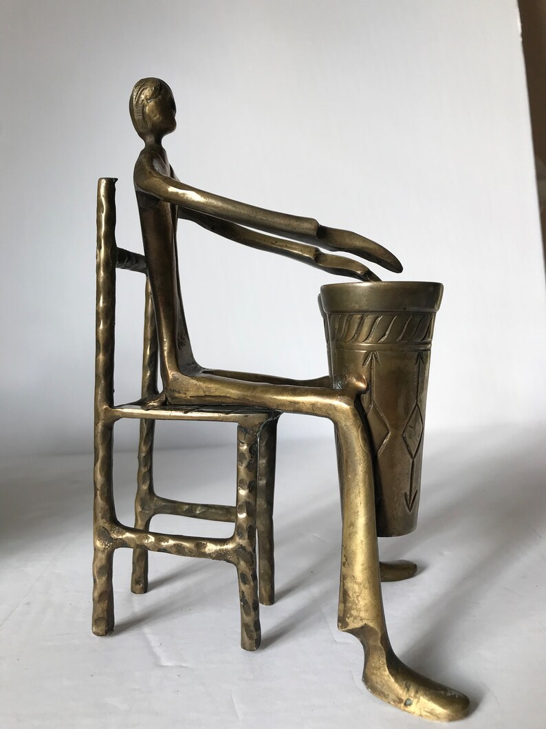 Vintage Mid Century Brass Man on Chair With Drums Vintage MCM - Etsy