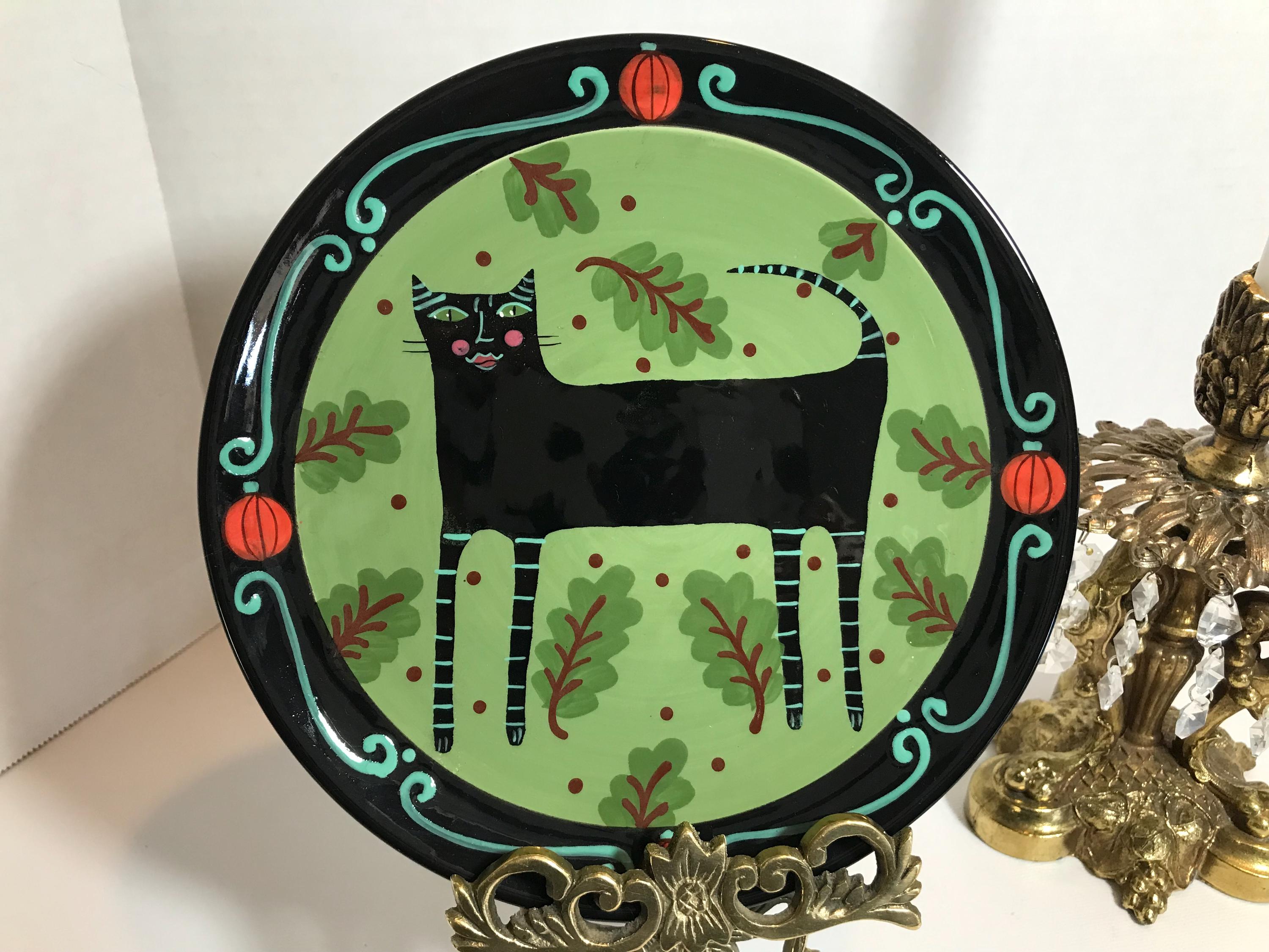 Vintage Sharon Bloom Cat Wall Plate, Vintage Sharon Bloom Hand Pained ...