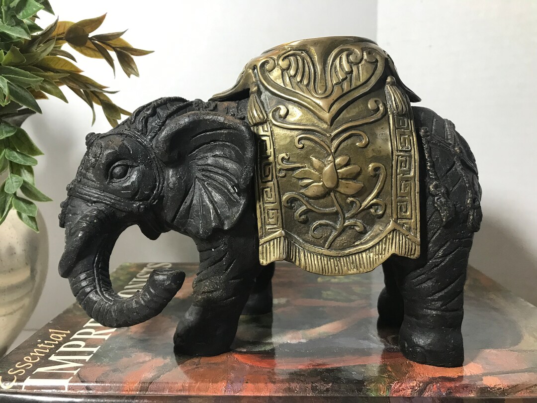 Antique 19th Century Iron and Brass Elephant of India Statue, Vintage ...