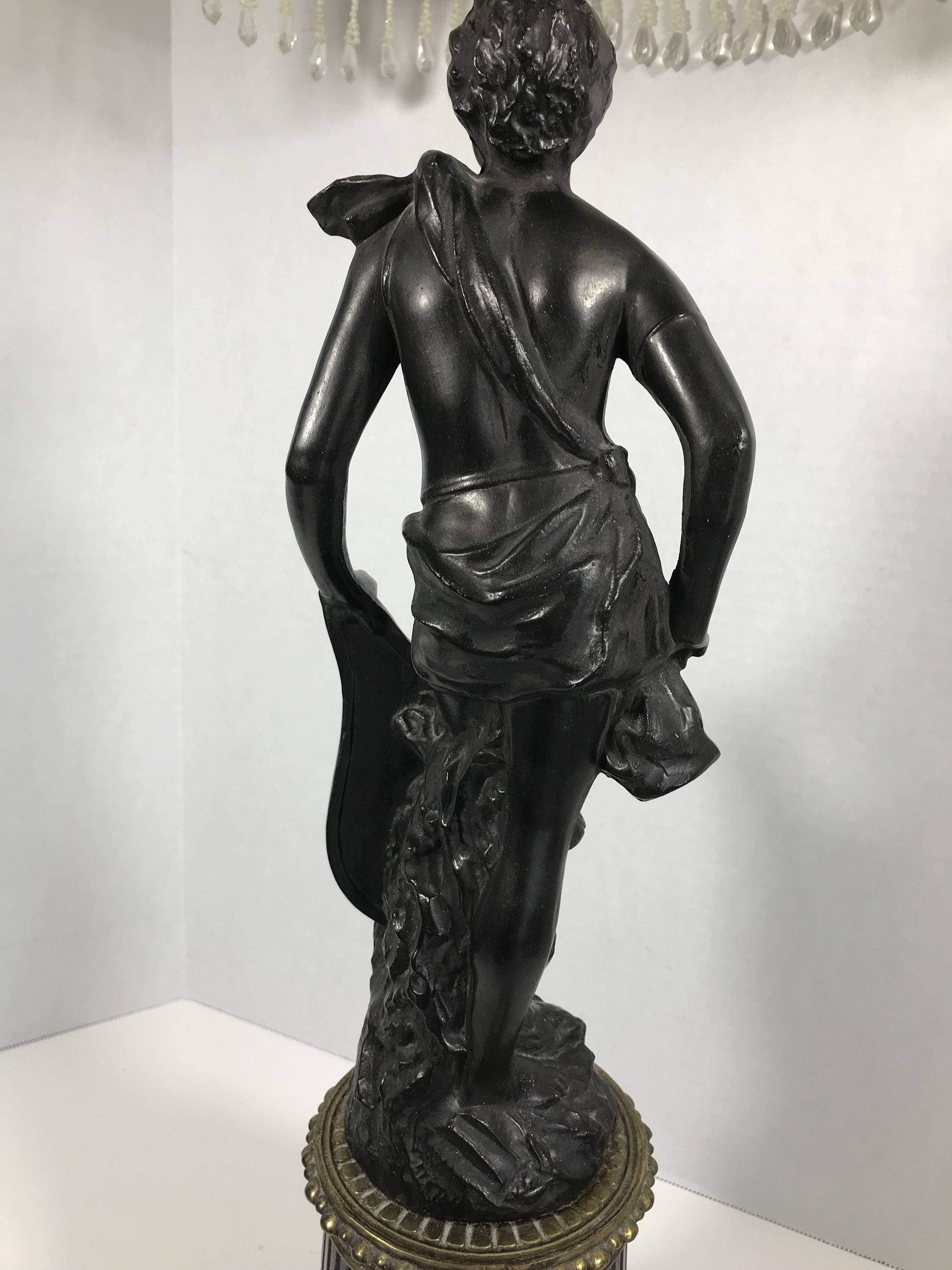 Vintage Roman Cast Metal Statue Lamp – Greek God With Harp – Hollywood ...