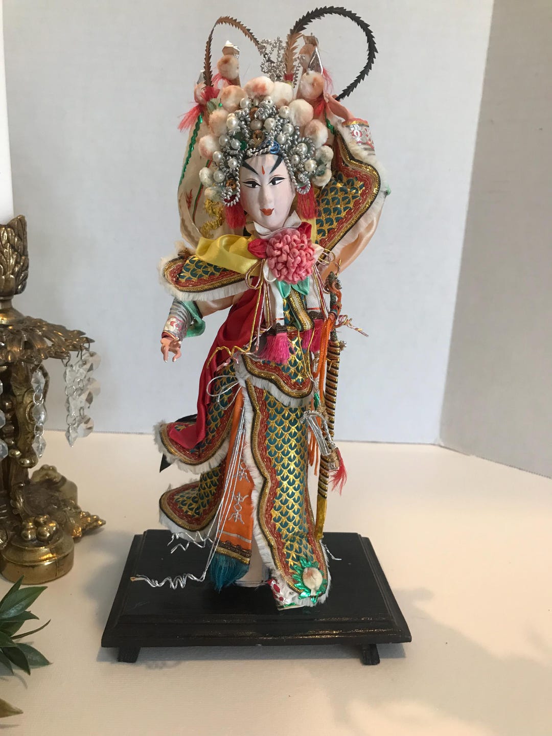 Vintage Chinese Opera Dancer Ornate Statue, Vintage Hong Kong Colorful ...