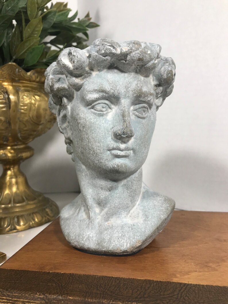 Vintage Ceramic Statue Planter, Vintage Cement Bust Planter, Vintage ...