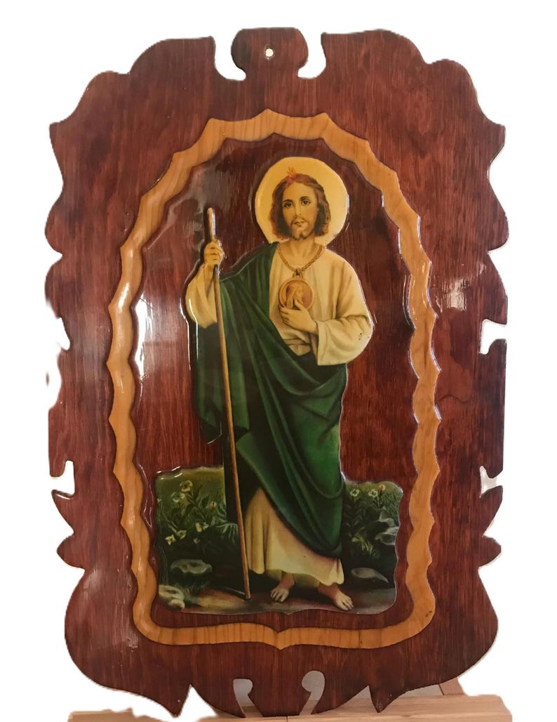 Vintage Carved Wood St. Jude Wall Art 23.5x16", Vintage Wooden Hand ...