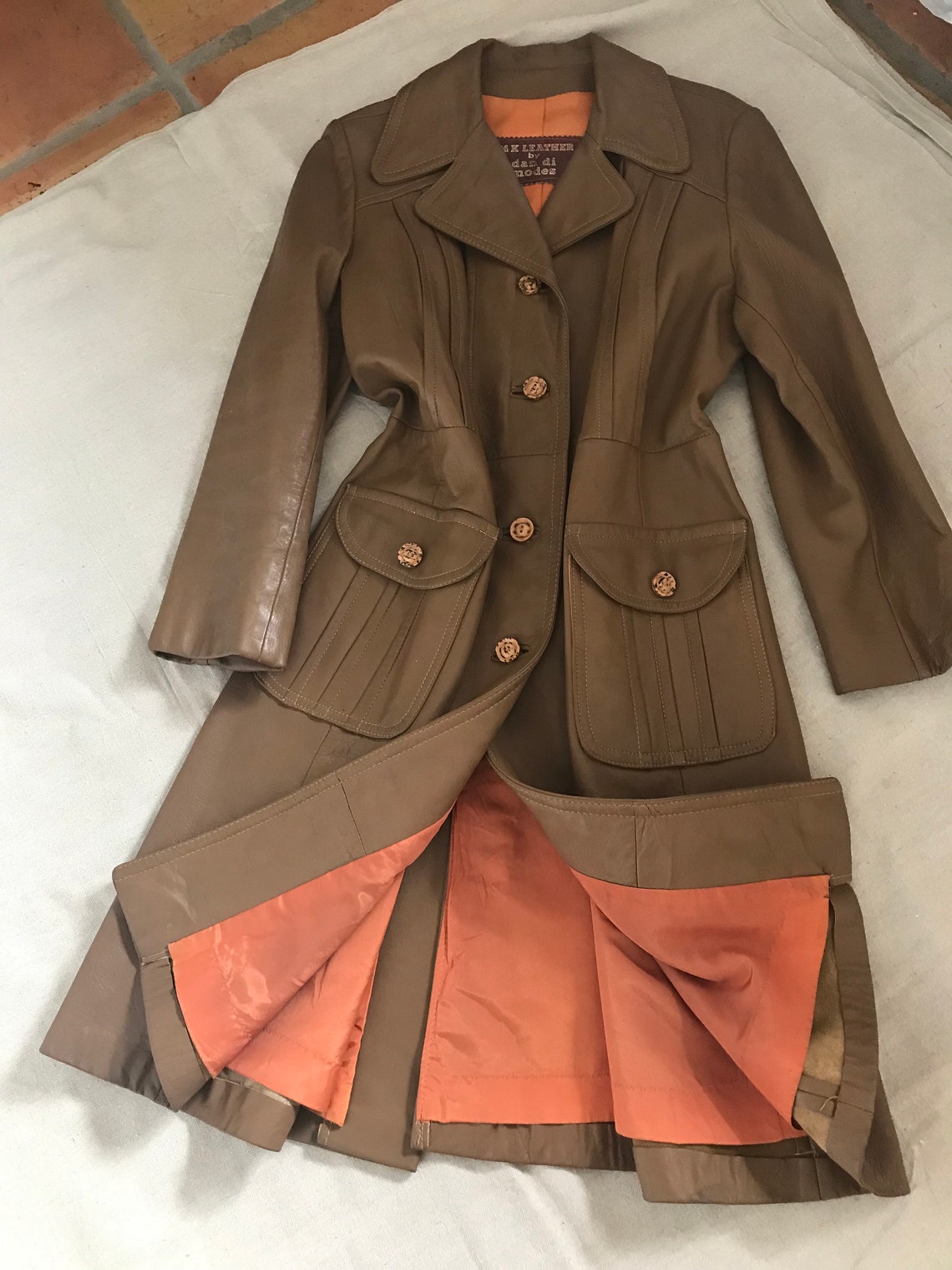 Vintage Dan Di Modes 70s Long Leather Trench Style Jacket - Etsy