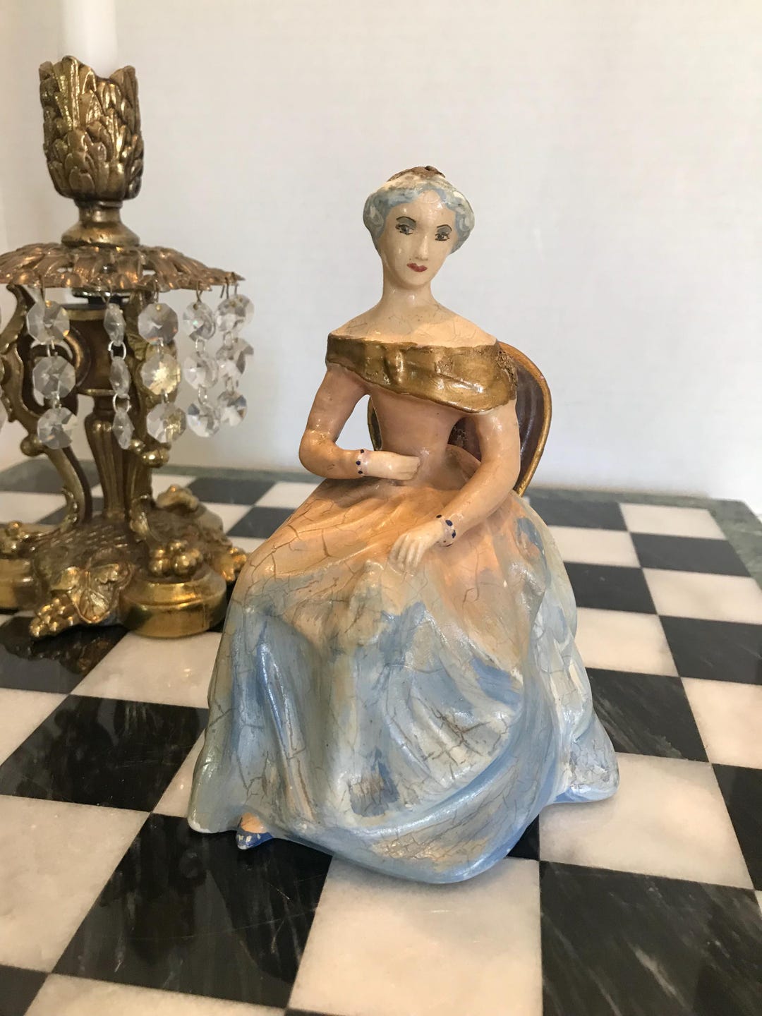 Vintage Lady in Chair Statue, Vintage Victorian Style Seated Woman ...