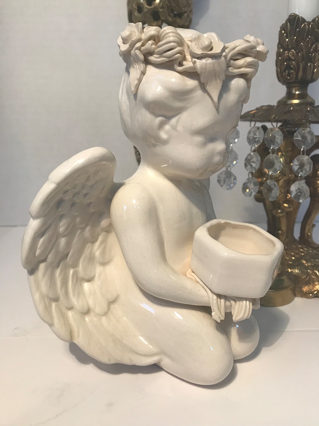 Vintage Ceramic Cherub Angel, Vintage Cherub Ring Holder, Angel Cherub ...