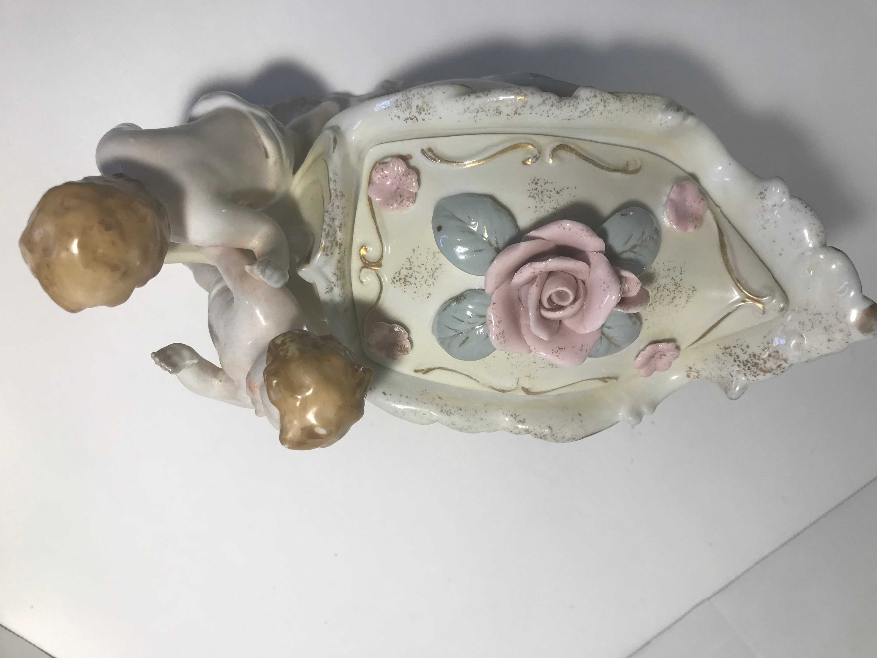 Vintage Ceramic Porcelain Floral Cherub Candy Dish Trinket - Etsy