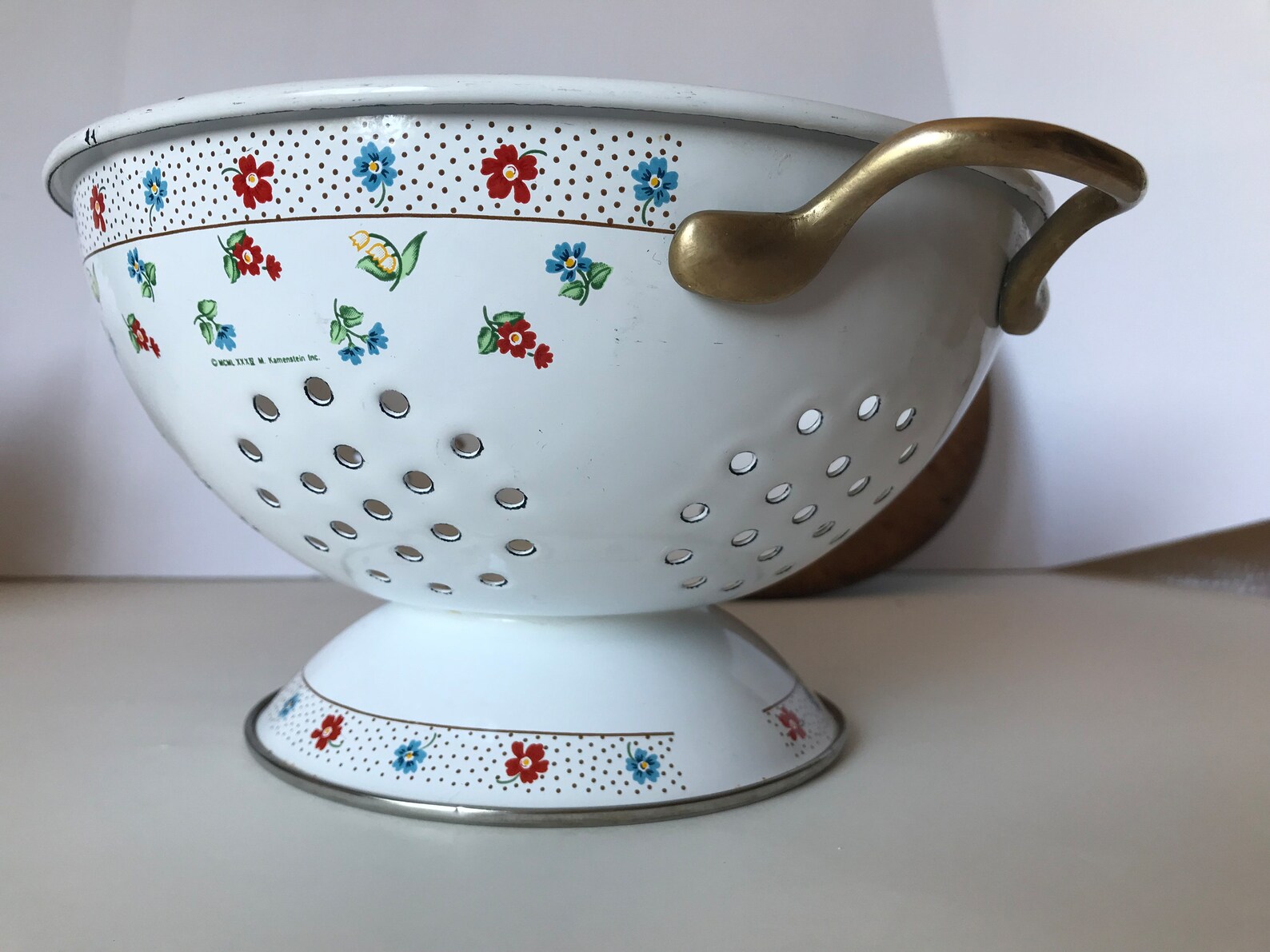 Vintage 1970s White Enamel Colander Strainer, M. Kamenstein White ...
