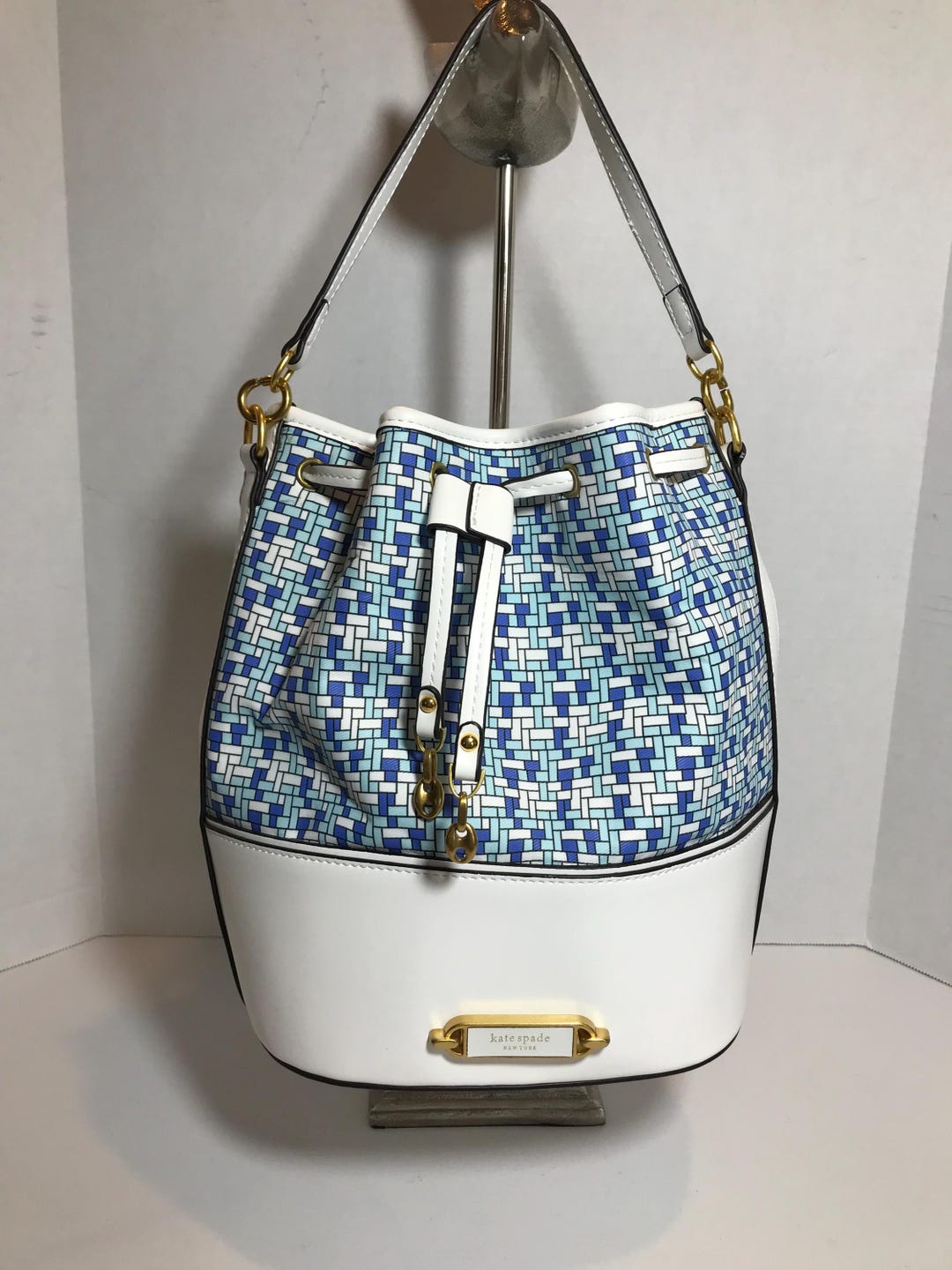 Kate Spade White and Blue Bucket Style Handbag Purse, Kate Spade ...
