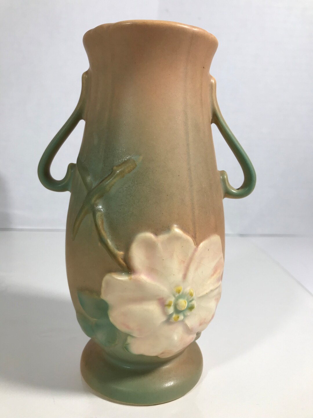 Vintage 1930s Weller Vase, Weller Ceramic Vintage Vase, Weller Pink Floral Ceramic Vase, Vtg ...