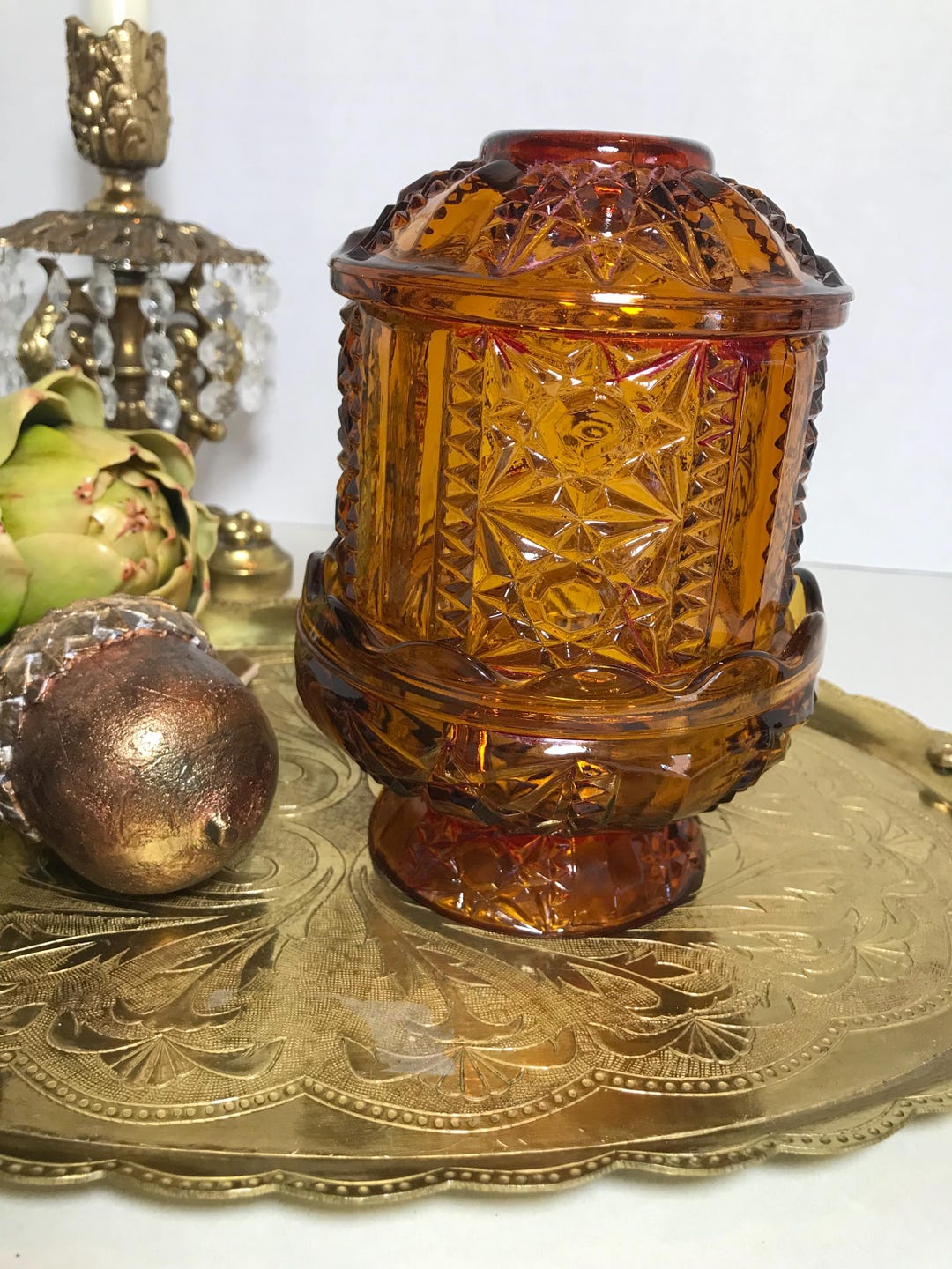 Vintage Glass Fairy Lamp, Vintage Indiana Glass Fairy Lamp, Vintage ...