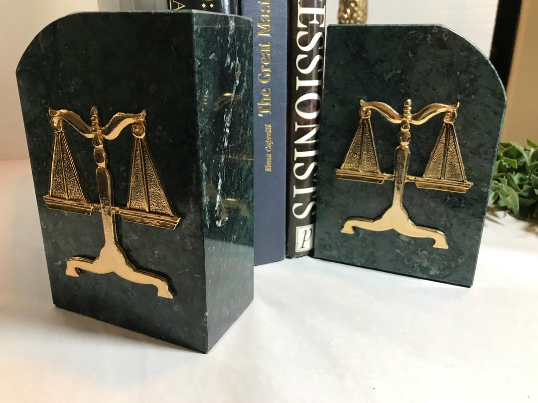 Vintage Marble Bookends, Vintage Green Marble Bookends, Vtg Scales of ...