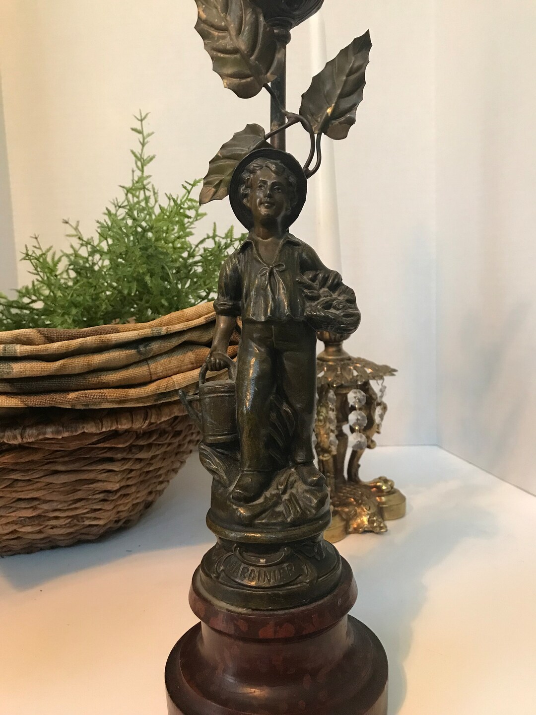 Antique French Figurine, Vintage French Jardinière Statue, Vtg French ...