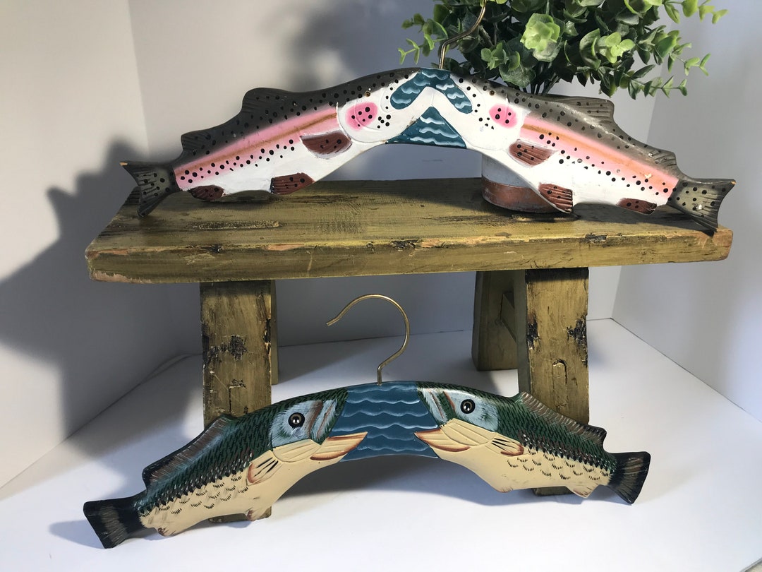 Vintage Wooden Hand Painted Fish Hangers Set of 2 Vintage - Etsy
