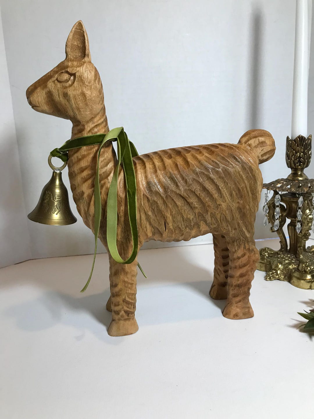 Vintage Carved Wood Lama Sculpture, Vintage Wood Carved Large Lama ...