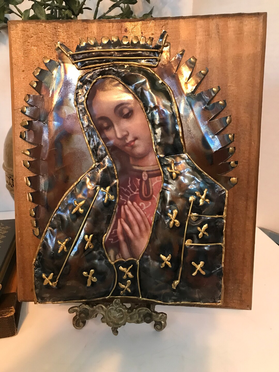 Vintage Religious Icon Art, Vintage Mixed Media Mary Art, Vintage ...